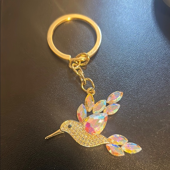 Accessories | Gold Hummingbird Keychain With Iridescent Accents | Poshmark